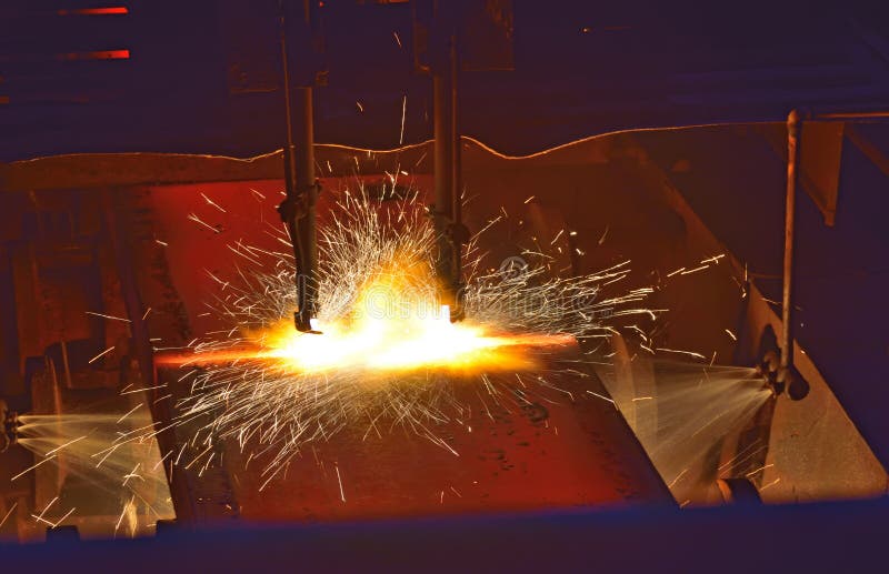 Cutting of the hot metal stock photo. Image of construction - 44176952