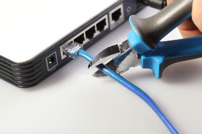 Cutting internet cable stock image. Image of cable, link - 24337943