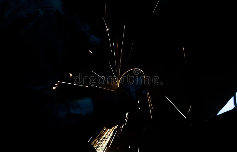 Cutting Iron with Angle Grinder Stock Photo - Image of iron, machine ...