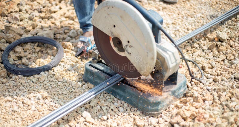 Cutting Iron Line in Construction Site on Soil Stock Image - Image of ...