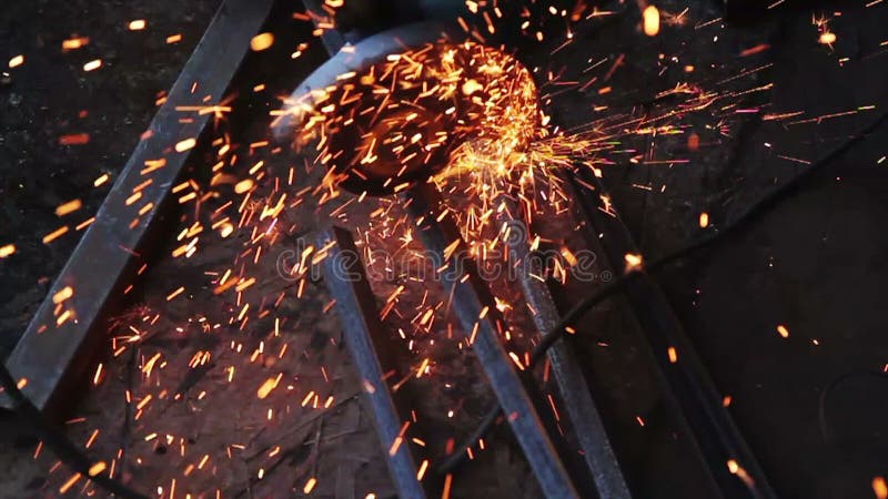 Cutting Iron Rod with a Blade in a Metal Stock Footage - Video of grind ...