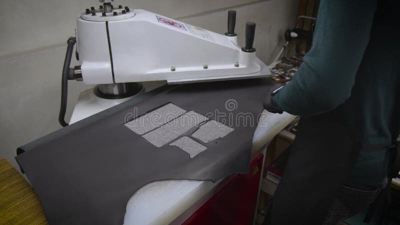 Cutting Leather Elements on a Press Machine Stock Footage - Video of ...