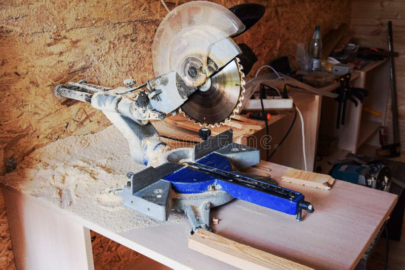 Cutting Machine. a Circular Saw. Carpentry Works Stock Image - Image of ...