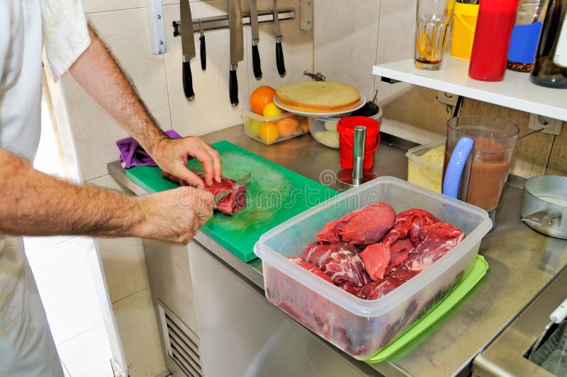 Cutting Meat in the Kitchen Stock Photo - Image of health, heap: 21772996