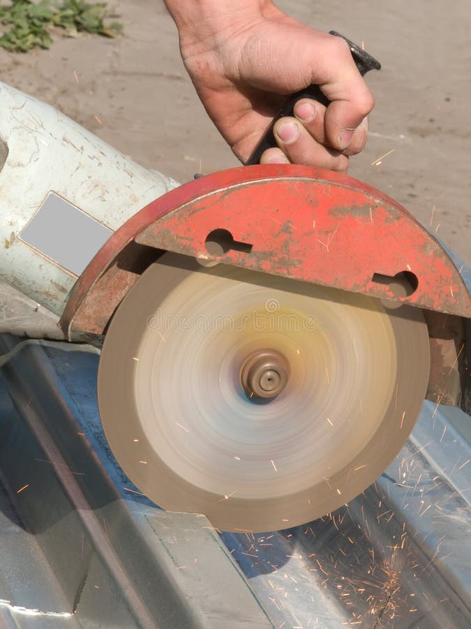 Cutting Of A Metal Fence By Means Of The Grinding Corner Car ...