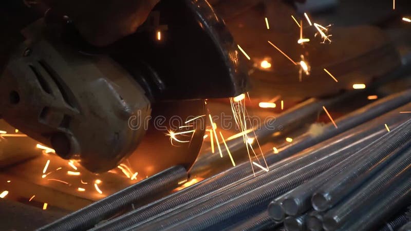 Cutting a Metal Pipe with a Splash of Spark. Stock Video - Video of ...