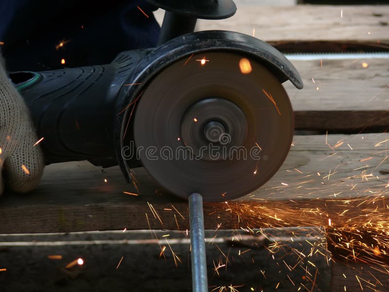 Cutting metal process stock photo. Image of wooden, flashes - 14425474