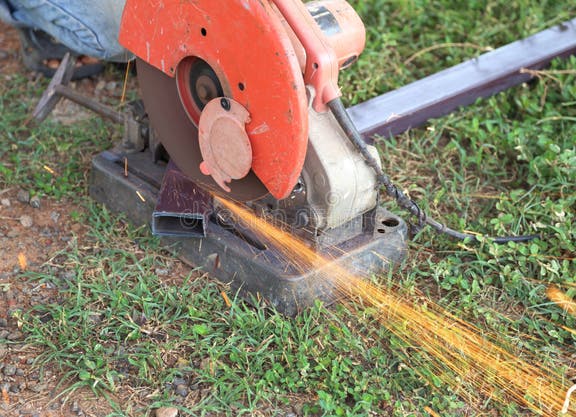 Cutting Metal and Spark with Cutting Machine Stock Photo - Image of ...