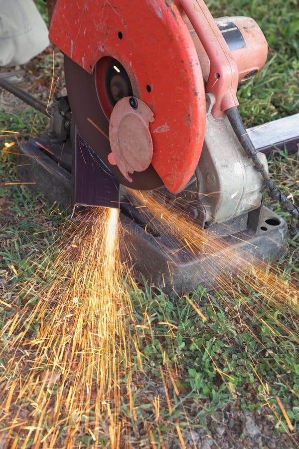 Cutting Metal and Spark with Cutting Machine Stock Image - Image of ...