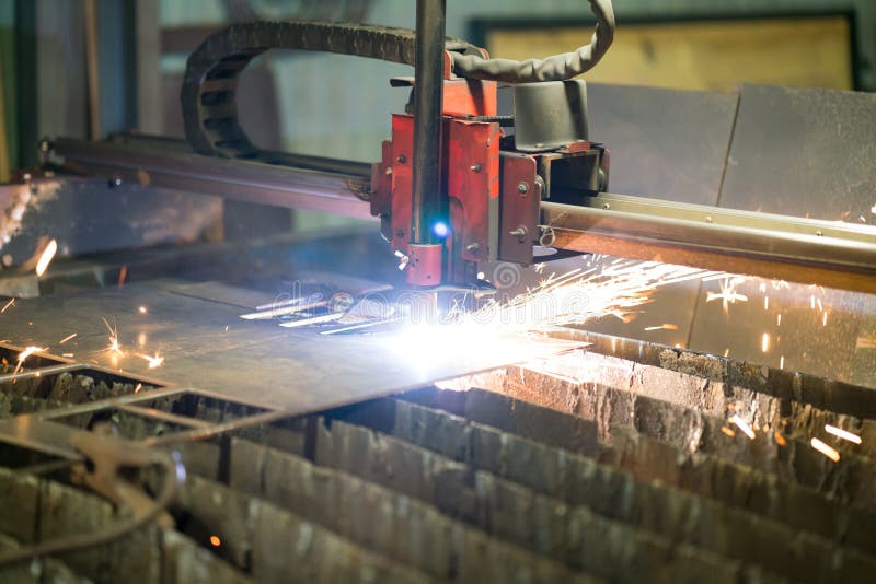 Cutting of Metal, Sparks Fly from Laser Stock Photo - Image of tech ...