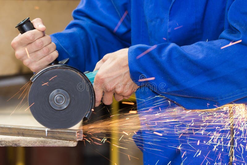 Cutting Metal Tube by Grinder Process Stock Image - Image of ...