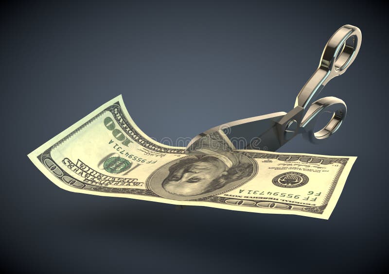 Cutting Dollar Bill Money in Half Stock Illustration - Illustration of ...