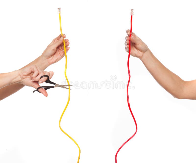 Cutting Off Communication or Going Wireless? Stock Photo - Image of ...