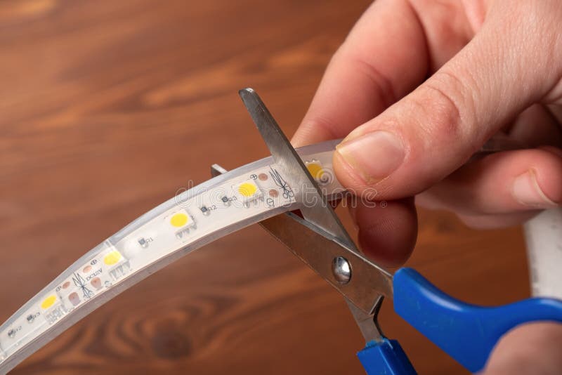 Cutting Off Led Strip,installation of Diode Lighting Stock Photo ...