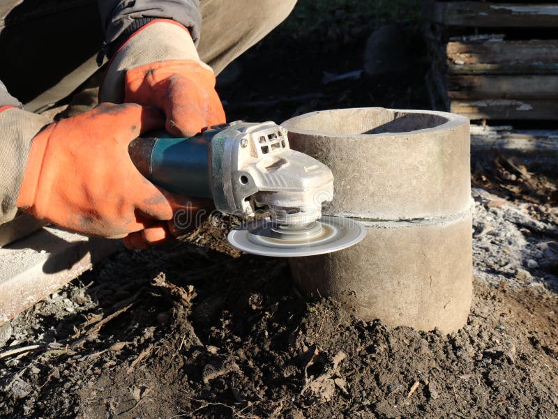 Cutting Off Part of the Pipe with a Grinder Stock Image - Image of ...