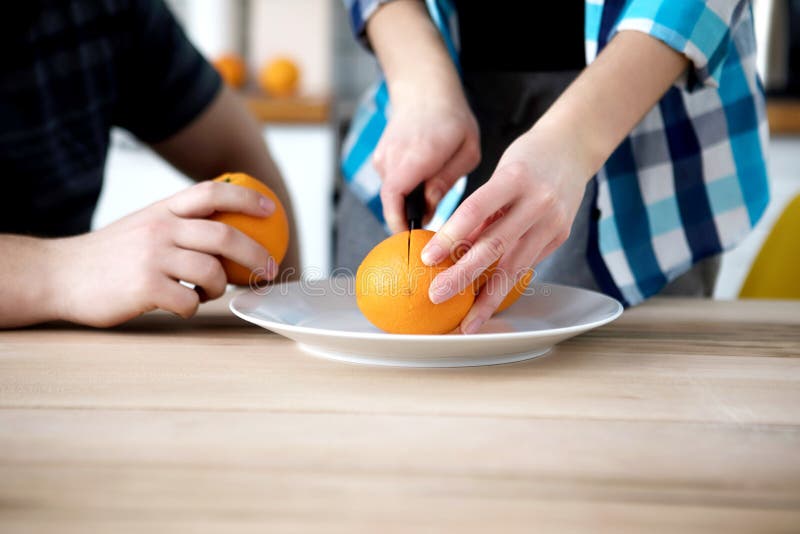 Cutting oranges, fruits stock photo. Image of kitchen - 92209056