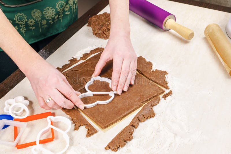 Cutting Out Dough for Shaped Gingerbread Stock Image - Image of flour ...