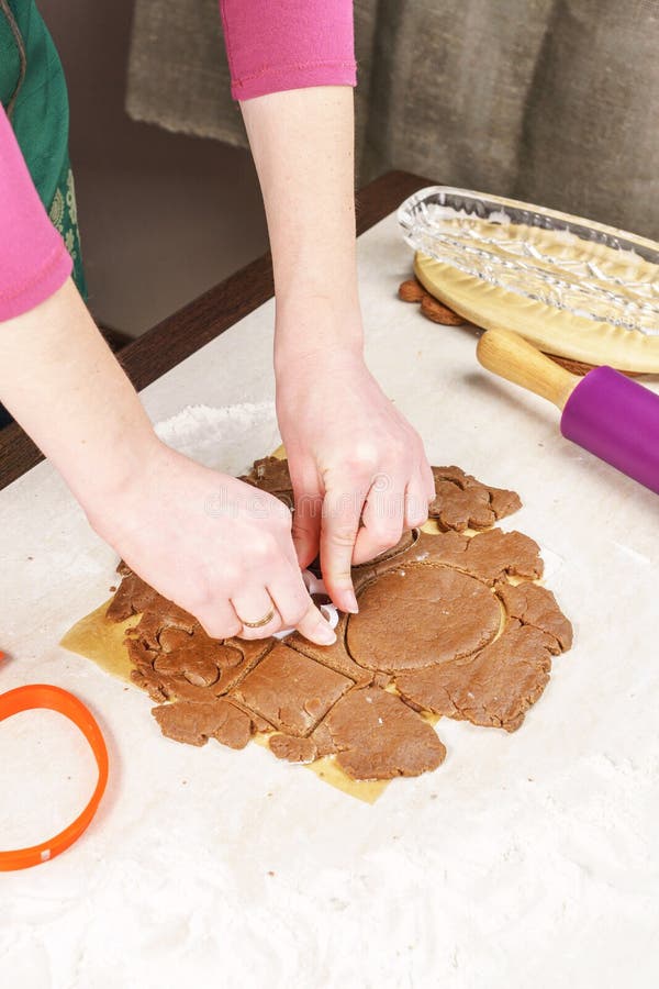 Cutting Out Dough for Shaped Gingerbread Stock Image - Image of pattern ...