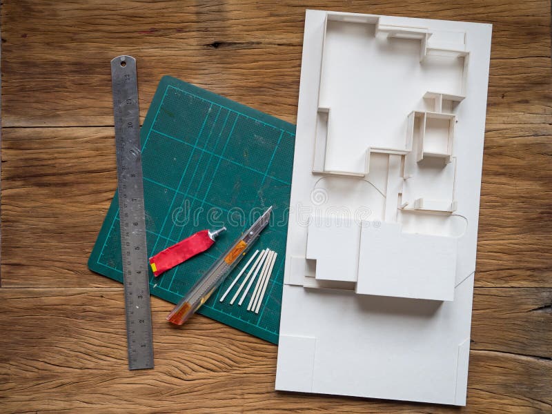 Cutting Paper Architectural Model Stock Photo - Image of design, house ...