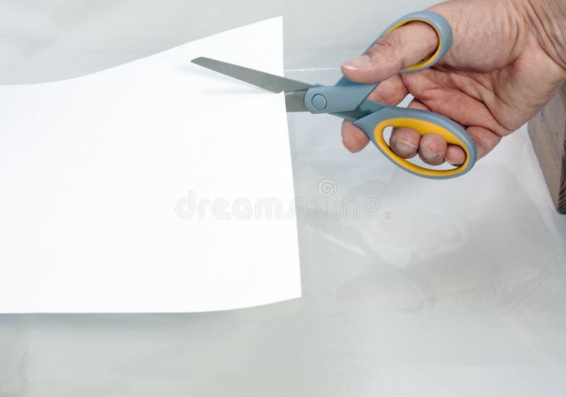 Cutting Paper with a Pair of Scissors Stock Image - Image of grips ...