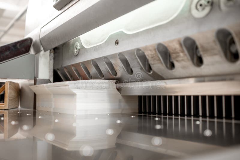 Cutting Paper with Professional Press Machine Stock Photo - Image of ...