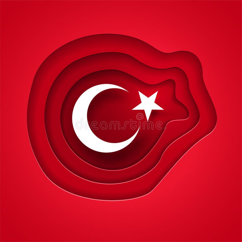 Cutting Paper Style Turkish Flag Stock Vector - Illustration of history ...