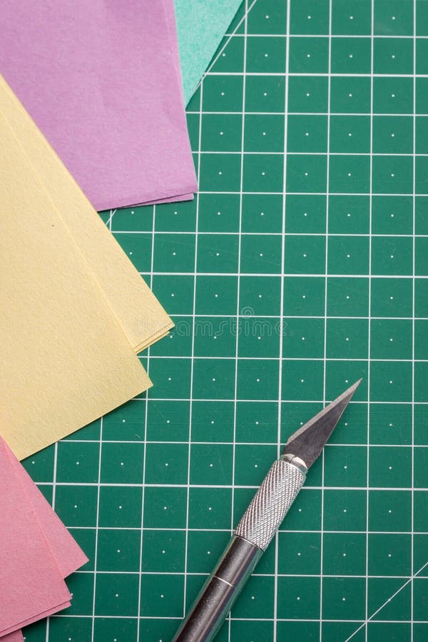 Cutting Paper with Help of Scalpel and Ruler Stock Image - Image of ...