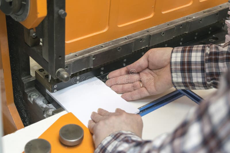 Cutting Papers by Guillotine Machine Stock Image - Image of business ...