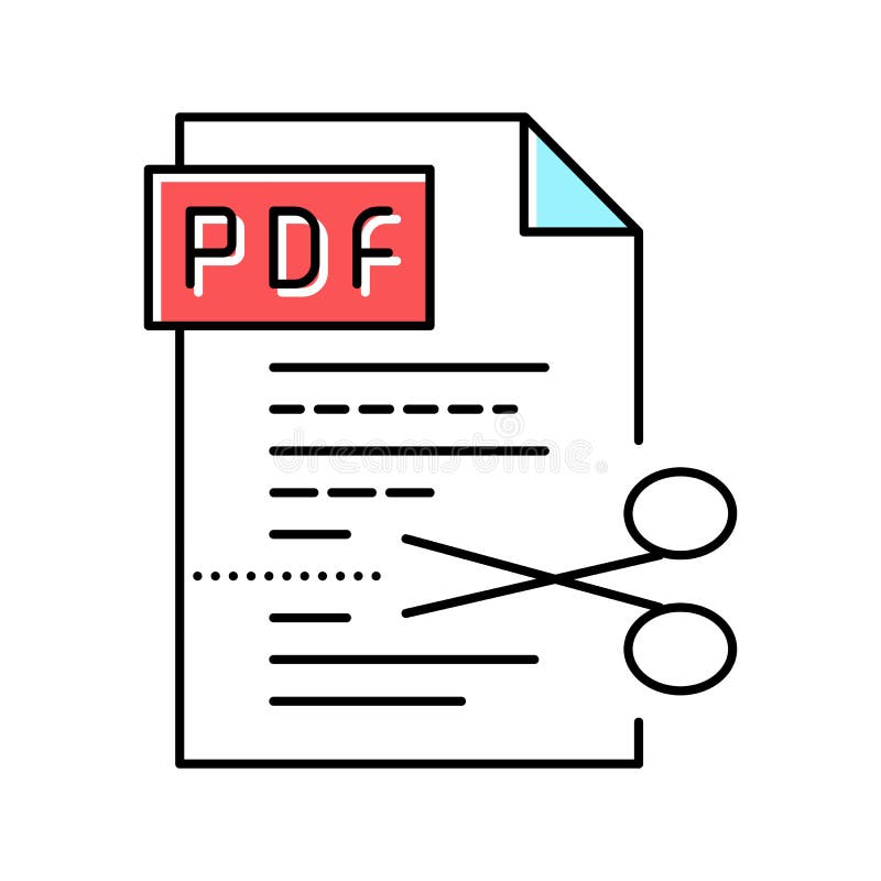 Cutting Pdf File Color Icon Vector Illustration Stock Vector ...