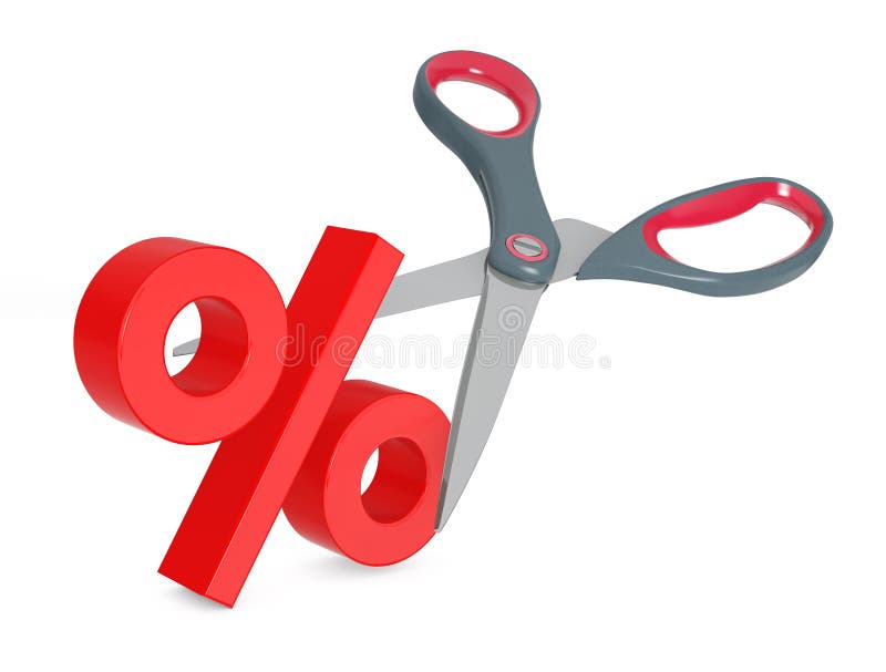 Cutting Percent Sign with Scissors. 3d Rendering Stock Illustration ...