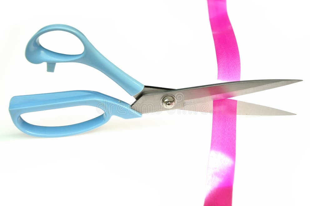 Cutting pink ribbon stock photo. Image of project, snip - 28507308