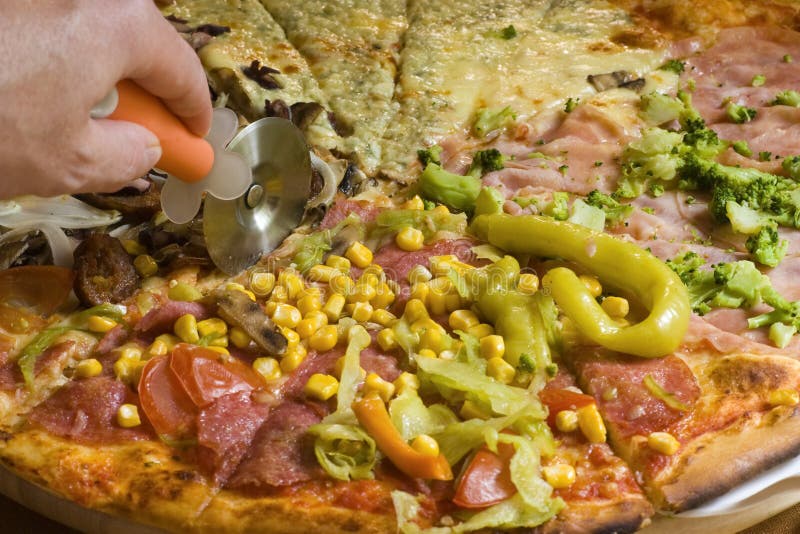 Cutting Pizza stock image. Image of baked, heat, deep - 6224617