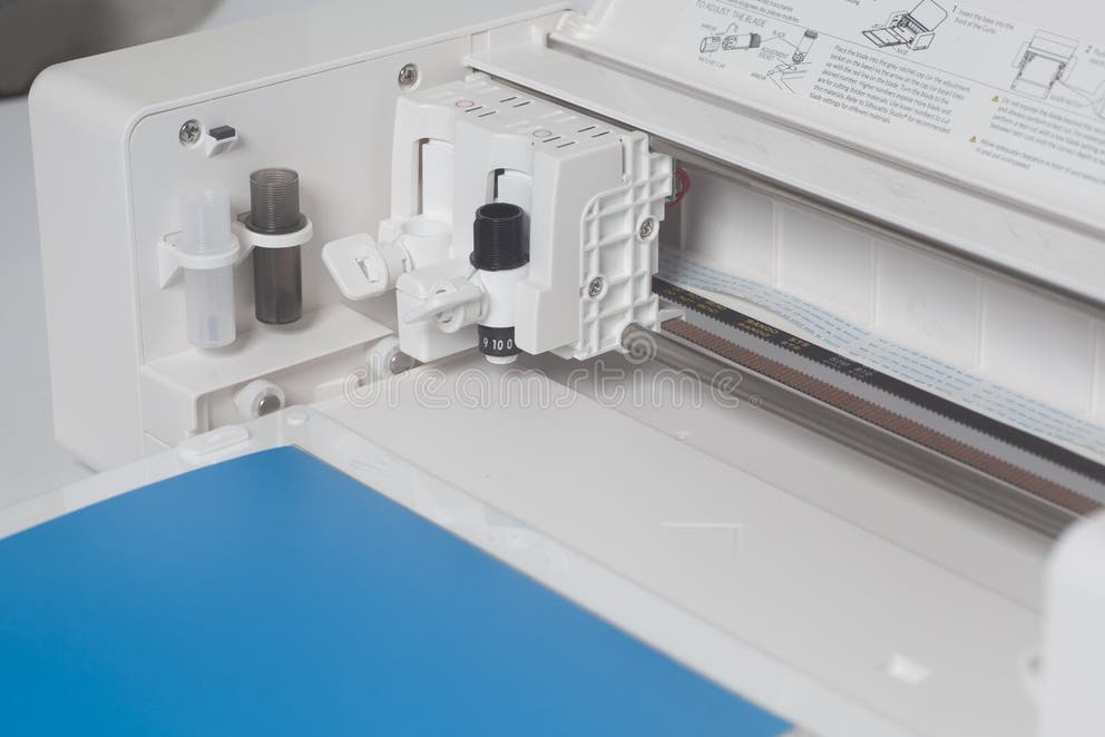 Cutting Plotter with Blue Paper Stock Image - Image of outline, color ...