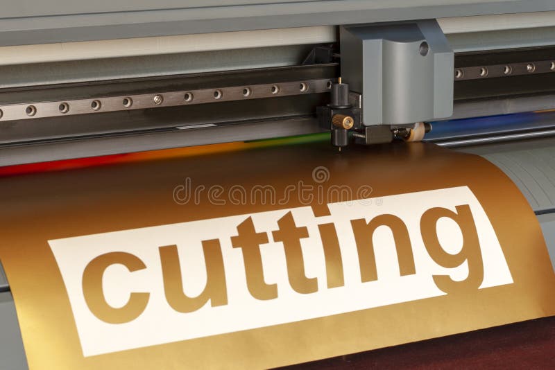 Cutting Plotter Close-up. the Process of Cutting a Vinyl Film Stock ...