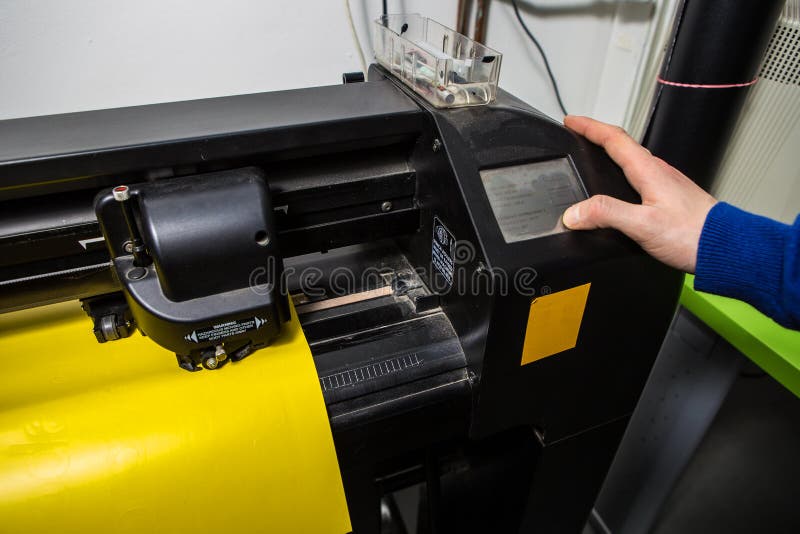 Printshop with Cutting Plotter Stock Photo - Image of businesses ...