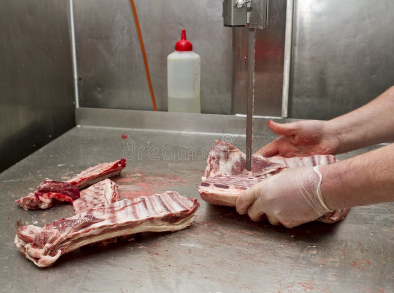 Cutting pork stock photo. Image of market, hand, fresh - 34644036