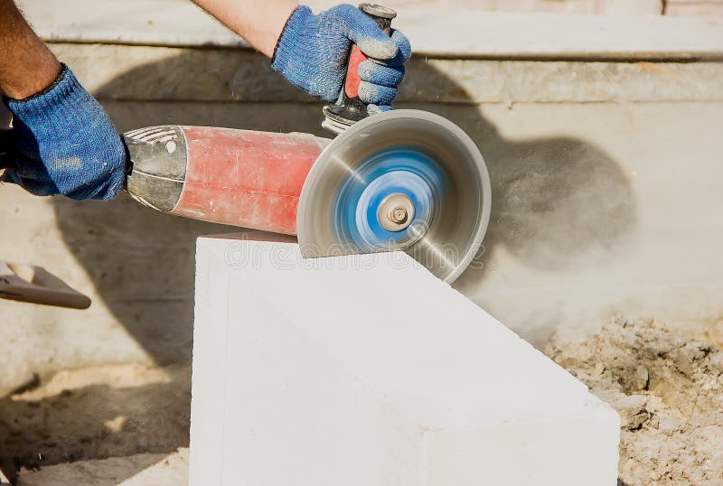Cutting with Power Tools at a Construction Site Stock Image - Image of ...