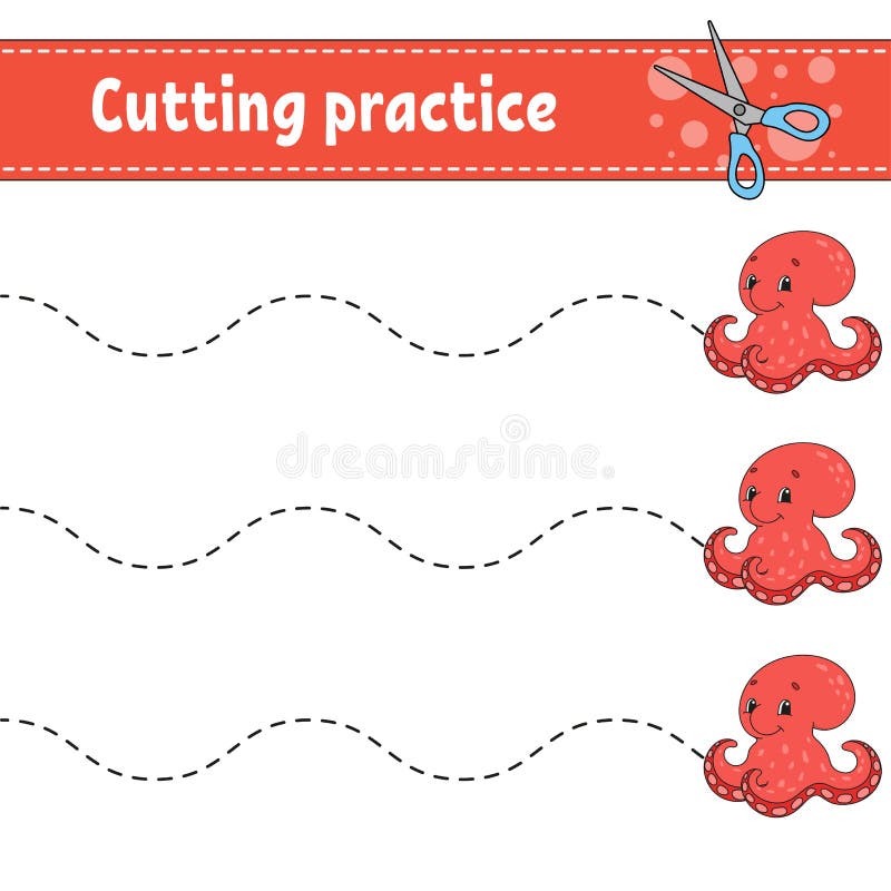 Cutting Practice for Kids. Aquatic Octopus. Education Developing ...