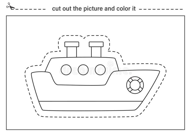 Cutting Practice for Kids. Black and White Worksheet. Cut Out and Glue ...