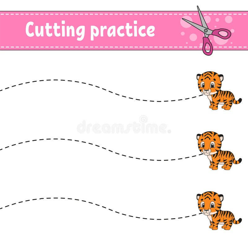Cutting Practice for Kids. Education Developing Worksheet. Activity ...