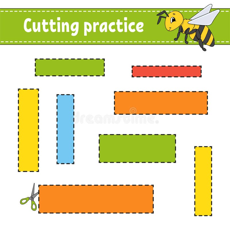 Cutting Practice for Kids. Education Developing Worksheet. Activity ...