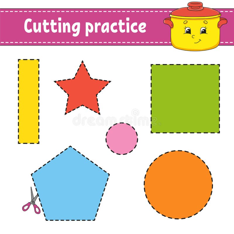 Cutting Practice for Kids. Education Developing Worksheet. Activity ...