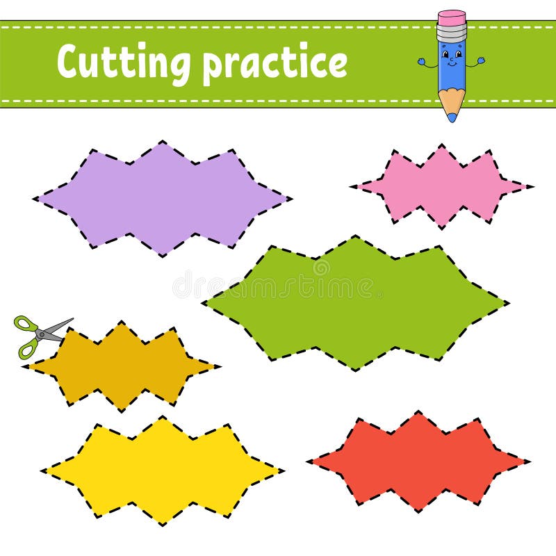 Cutting Practice for Kids. Education Developing Worksheet. Activity ...