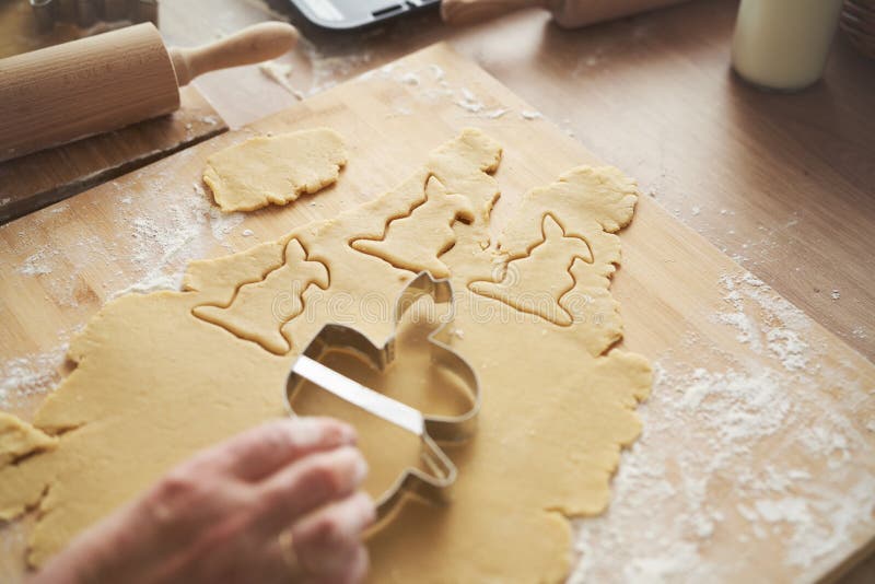 Close Up of Cutting Rabbit Shapes Out of Pastry Dough Stock Image ...