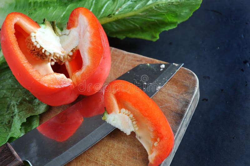 Cutting red bell pepper stock photo. Image of natural - 58793970