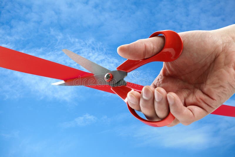 Cutting a Red Ribbon stock image. Image of symbolic, shirt - 10601123