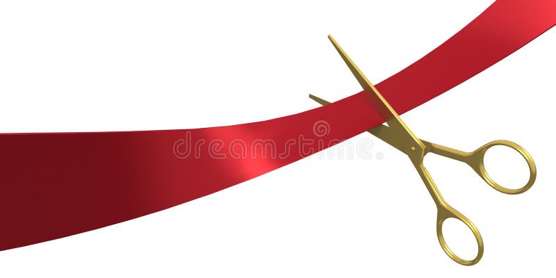 Cutting the Red Ribbon stock illustration. Illustration of dimensional ...