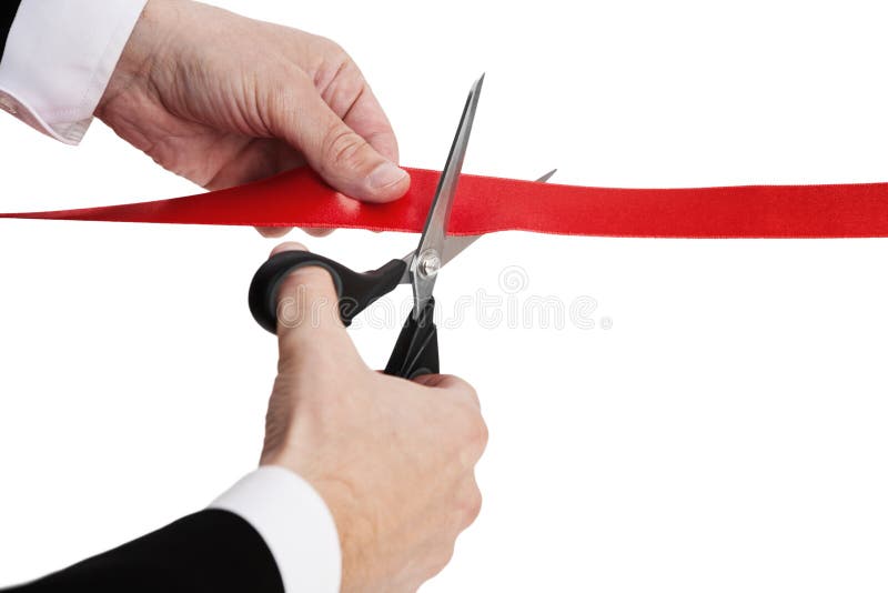 Hand cutting red ribbon stock image. Image of fingernails - 2931859