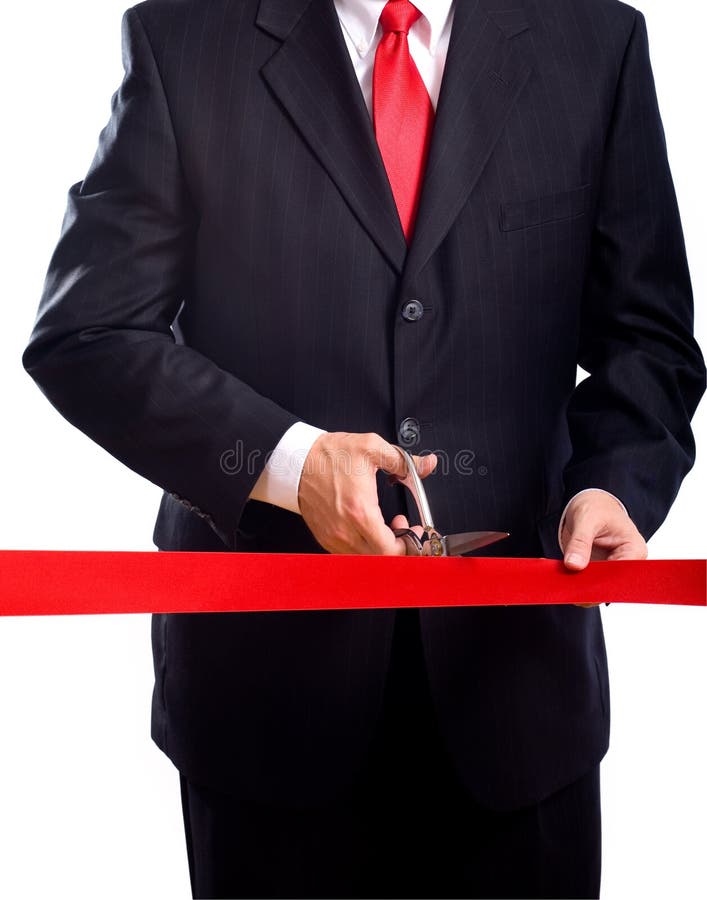 Cutting Red Ribbon stock image. Image of launch, business - 5189471
