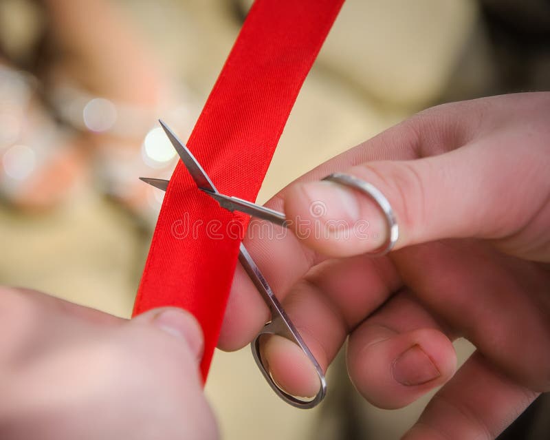 Cutting red ribbon stock photo. Image of finish, traditional - 50528888